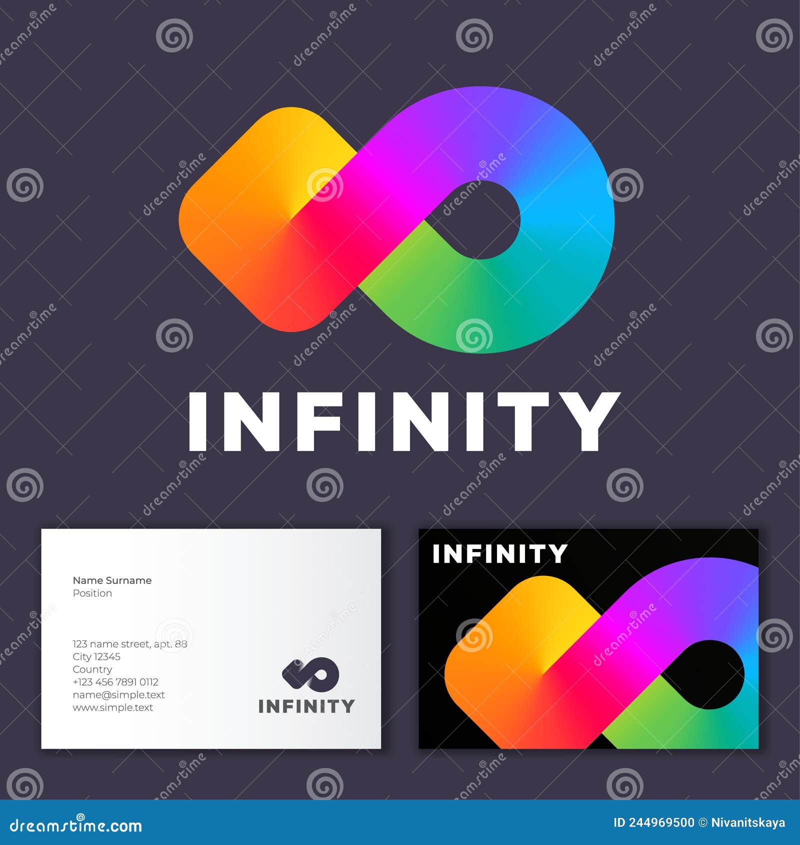 Logotipo Infinito Como Cinta Arco Iris Emblema Abstracto Infinito