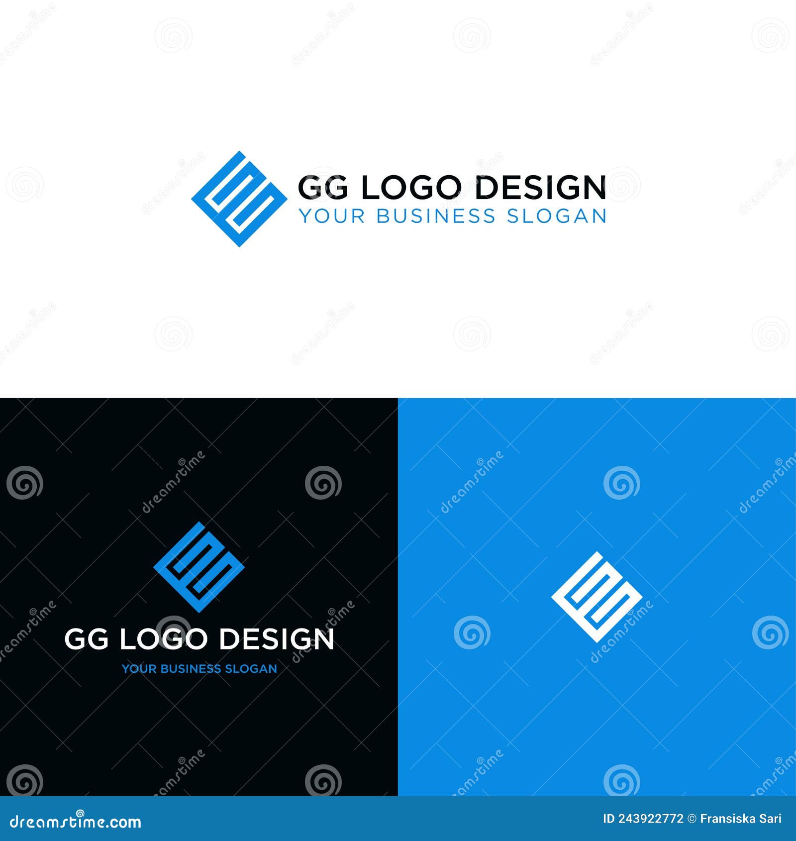 Logotipo inicial gg ilustração do vetor. Ilustração de forma - 243922772