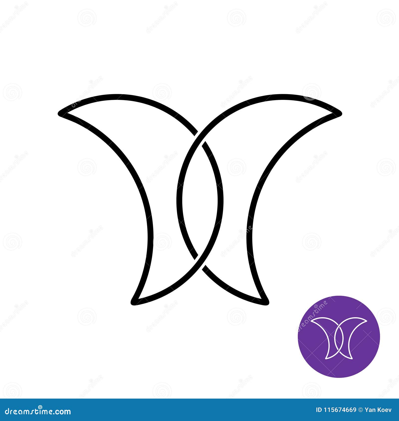 Logotipo Linear Simple De La Mariposa Con Dos Crecientes Ilustración ...