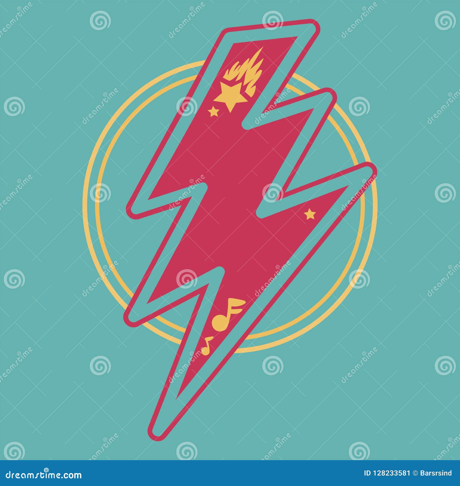 Logotipo Musical Do Molde Com Raio E Notas Ilustração do Vetor ...