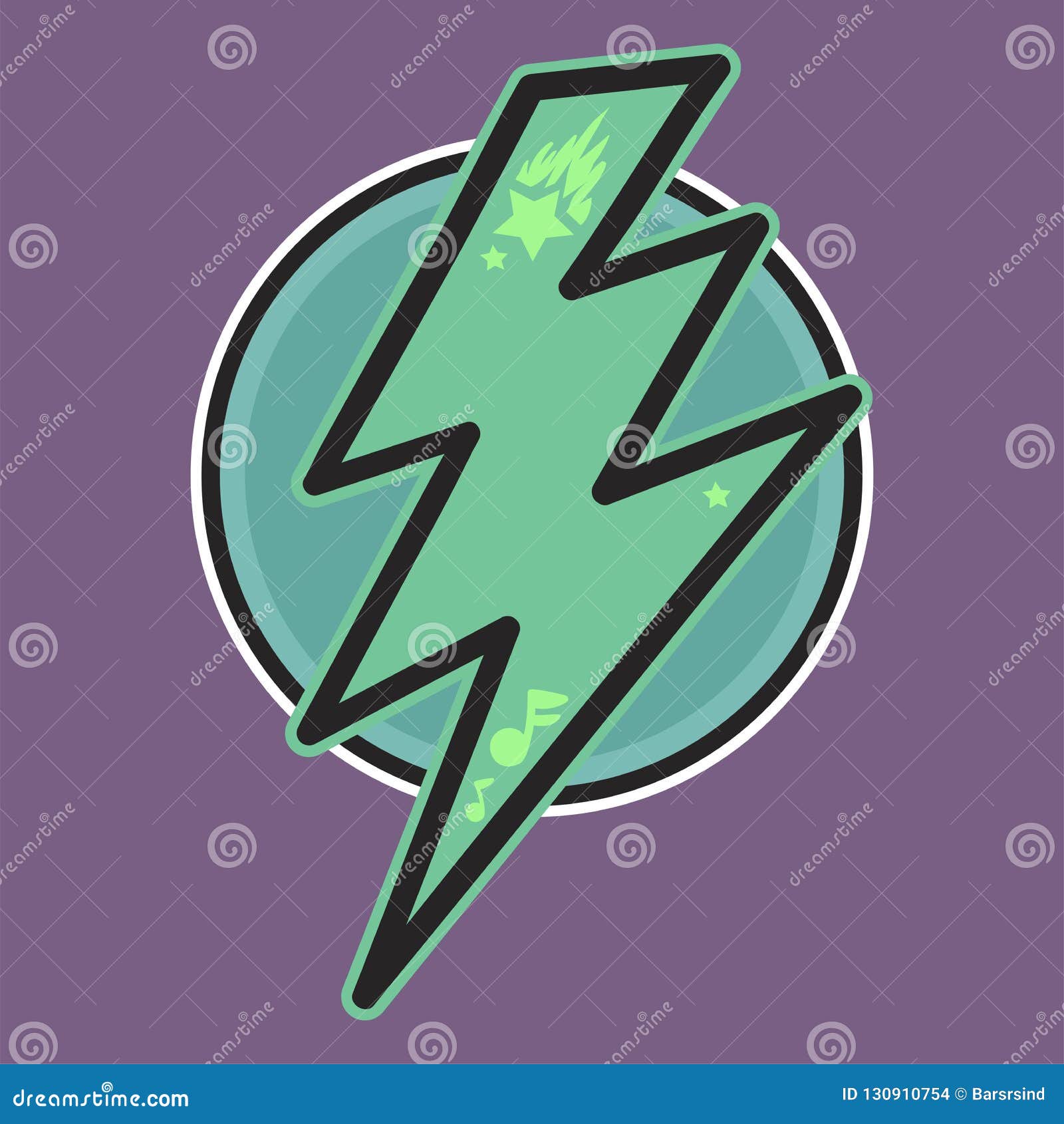 Logotipo Musical Do Molde Com Raio E Notas Ilustração do Vetor ...