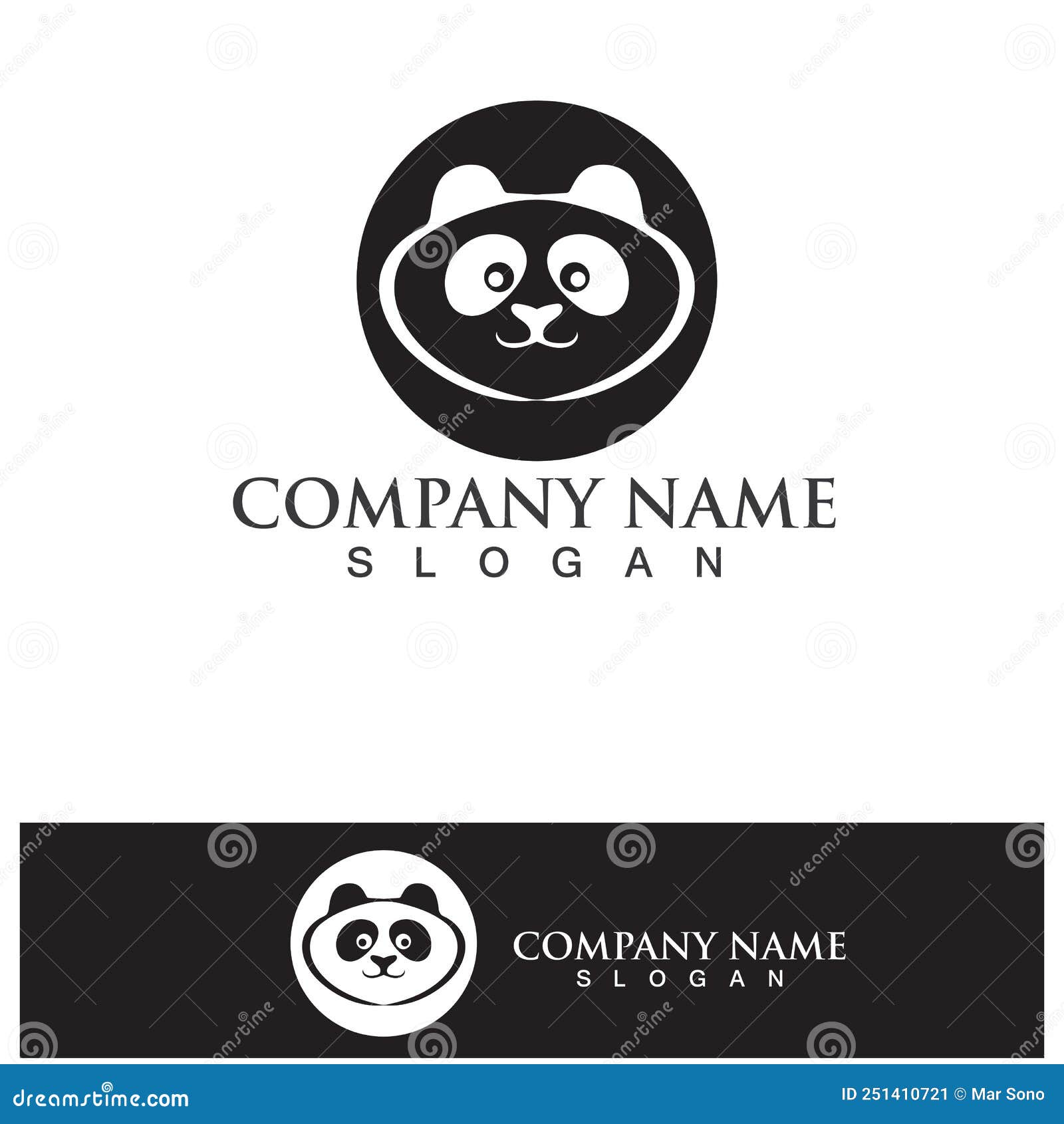 Logotipo Panda Cabeza En Blanco Y Negro Ilustración del Vector ...