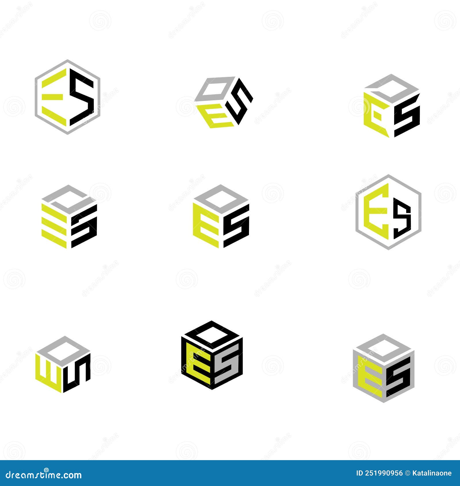 Logotipo Para a Letra Es Cube Da Empresa Ilustração do Vetor ...