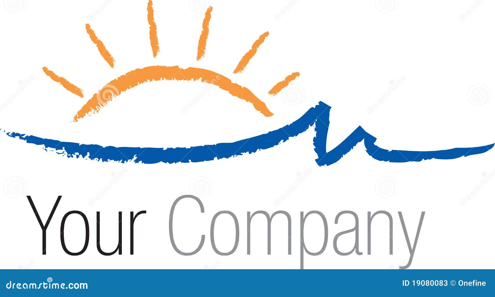 Logotipo Sun Sobre Ondas Do Mar Ilustração do Vetor - Ilustração de ...