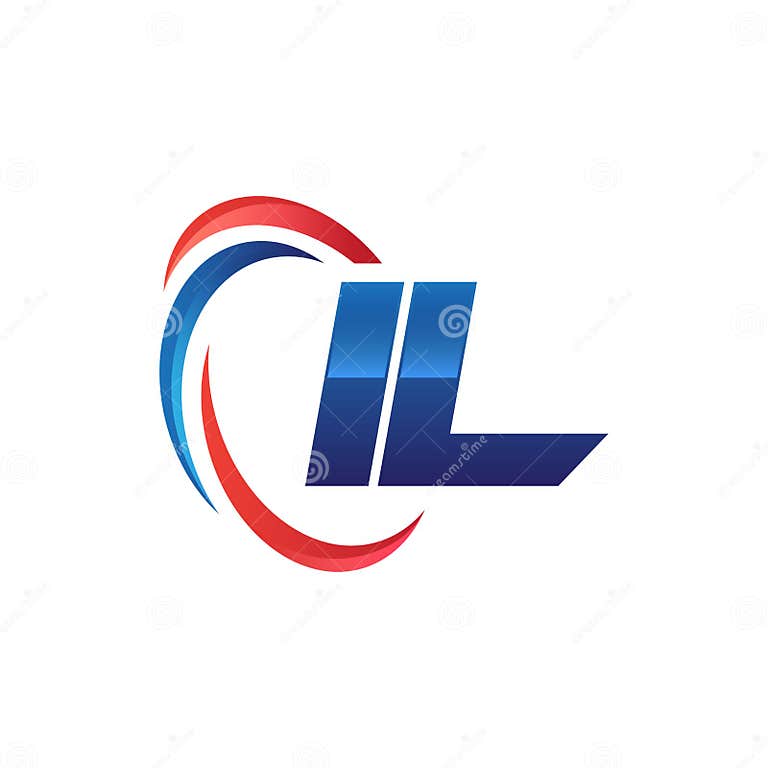 Logotipo Swoosh De Il De La Letra Inicial Rojo Y Azul Ilustración Del