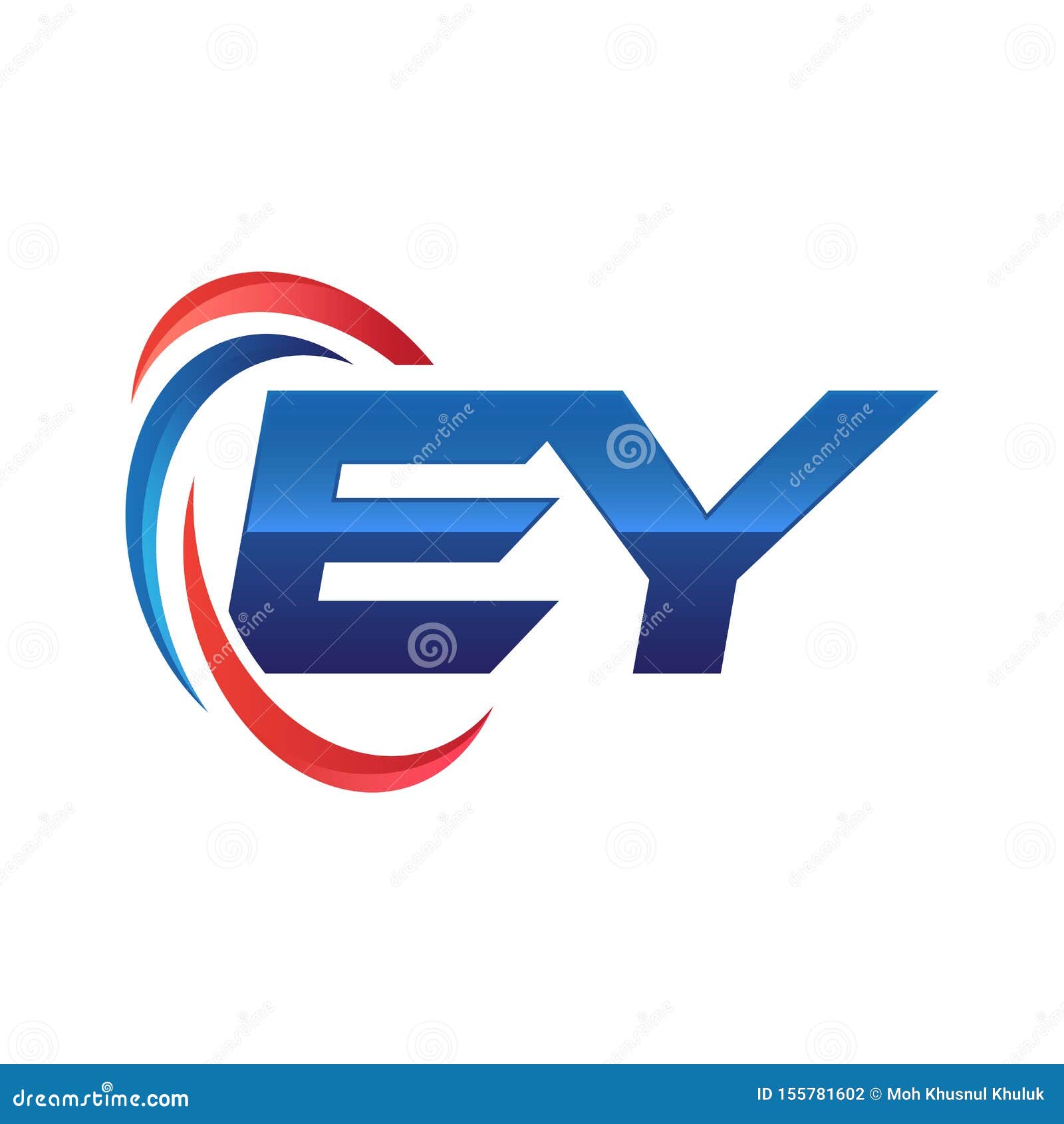 Logotipo Swoosh De La Letra Inicial Ey Rojo Y Azul Ilustración Del
