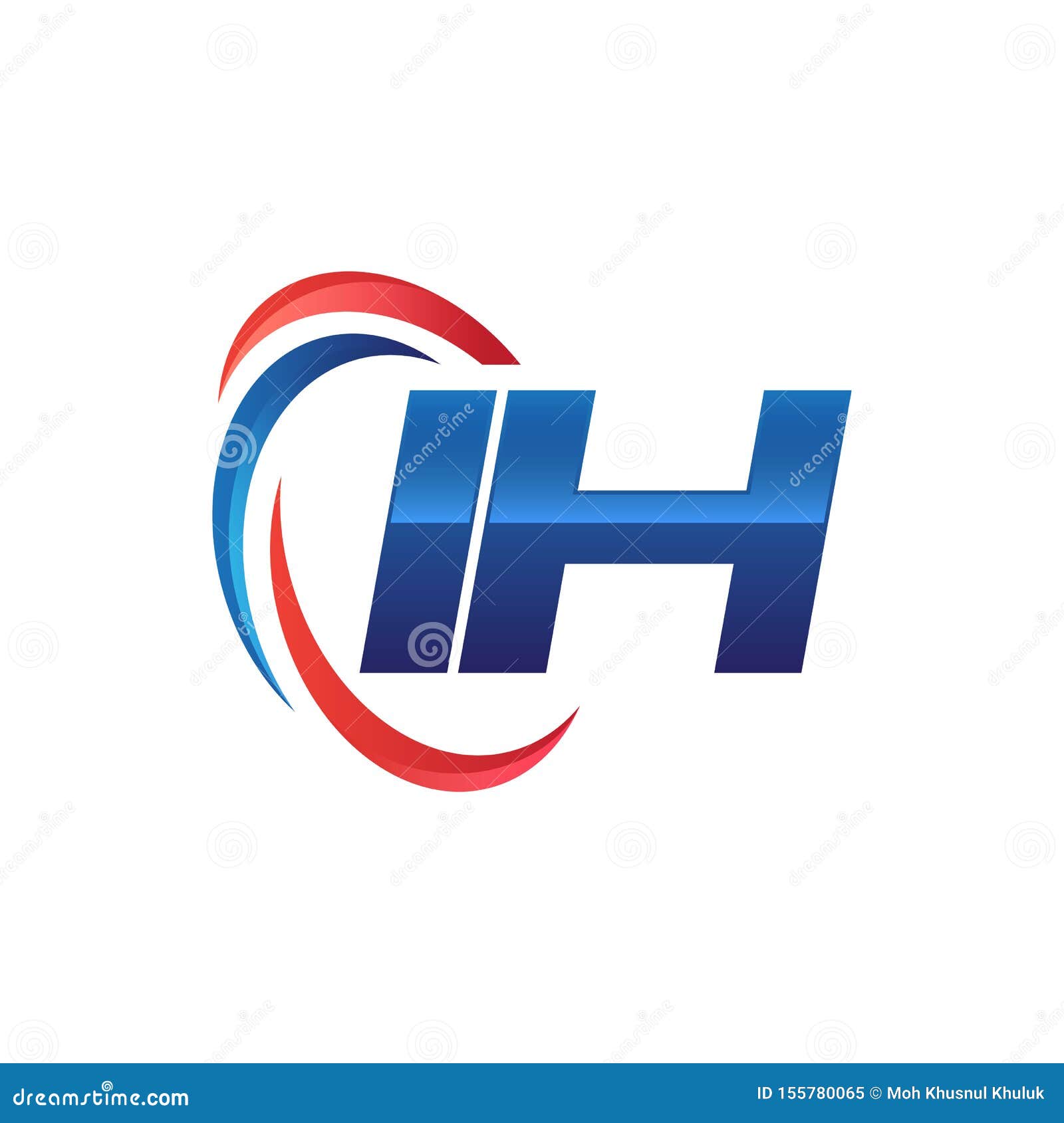 Logotipo Swoosh De La Letra Inicial Ih Rojo Y Azul Ilustración Del