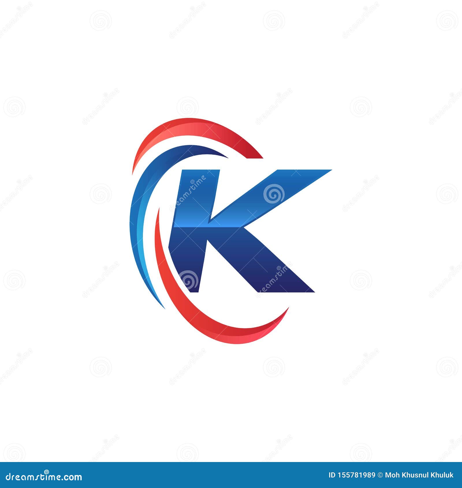 Logotipo Swoosh De La Letra Inicial K Rojo Y Azul Ilustración Del