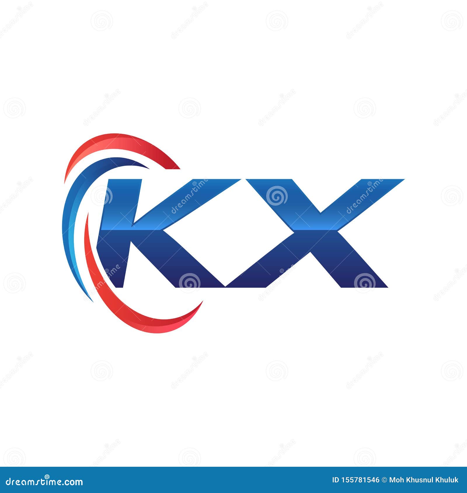 Logotipo Swoosh De La Letra Inicial Kx Rojo Y Azul Ilustración Del