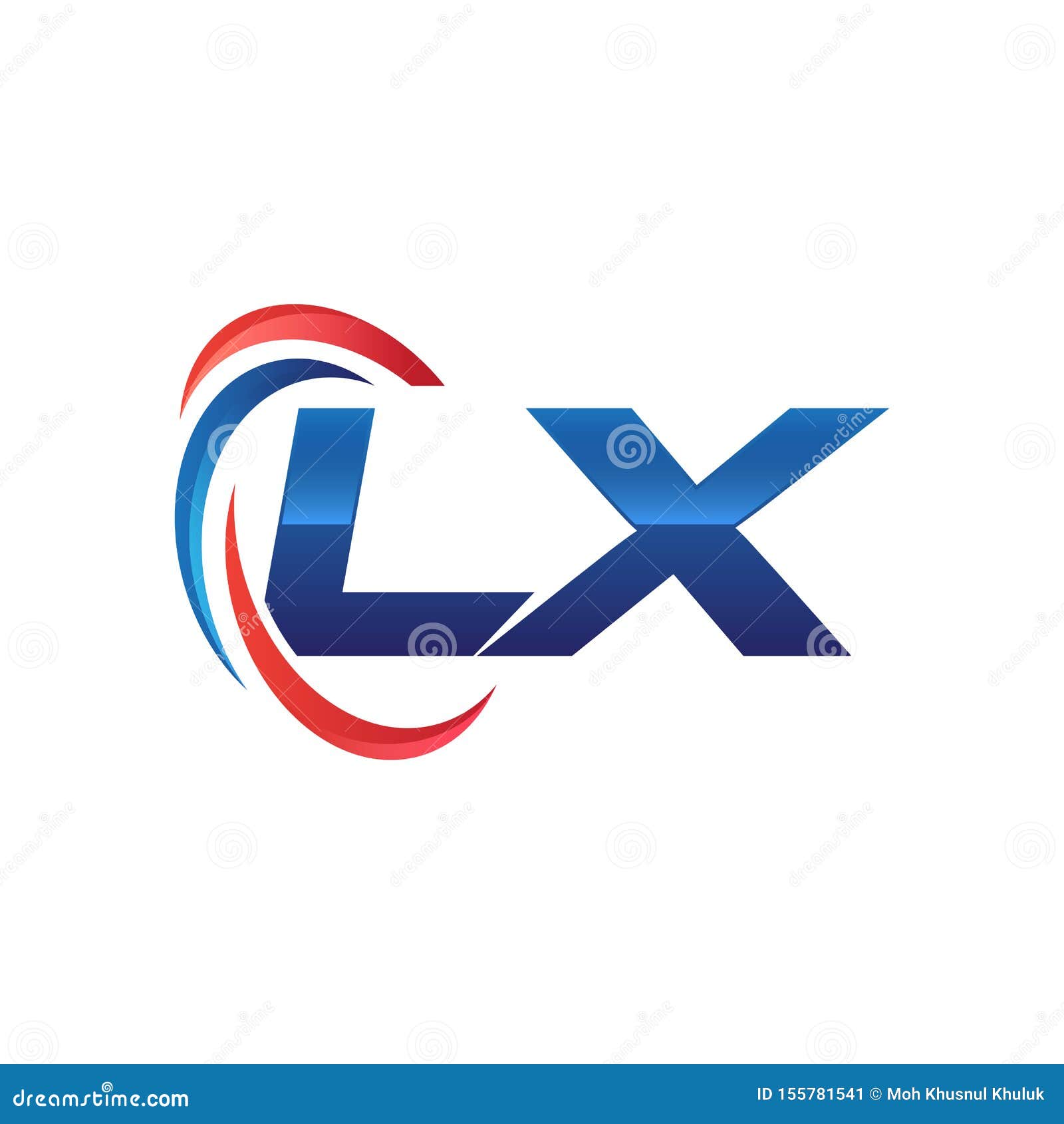 Logotipo Swoosh De La Letra Inicial Lx Rojo Y Azul Ilustración Del