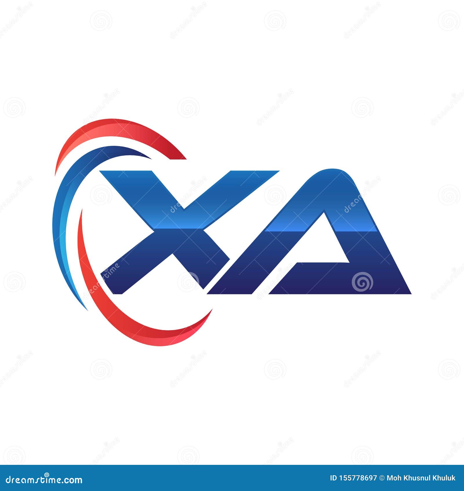 Logotipo Swoosh De La Letra Inicial Xa Rojo Y Azul Ilustración Del