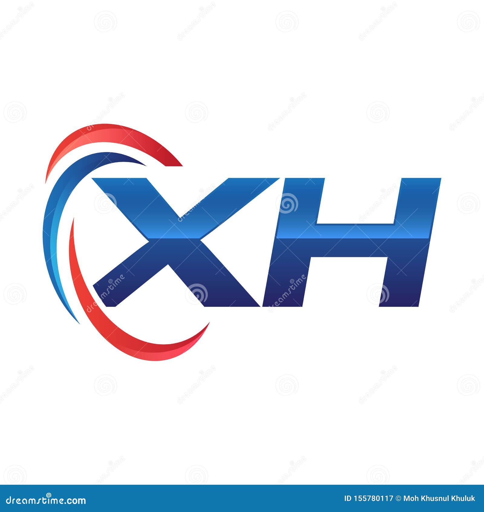 Logotipo Swoosh De La Letra Inicial Xh Rojo Y Azul Ilustración Del