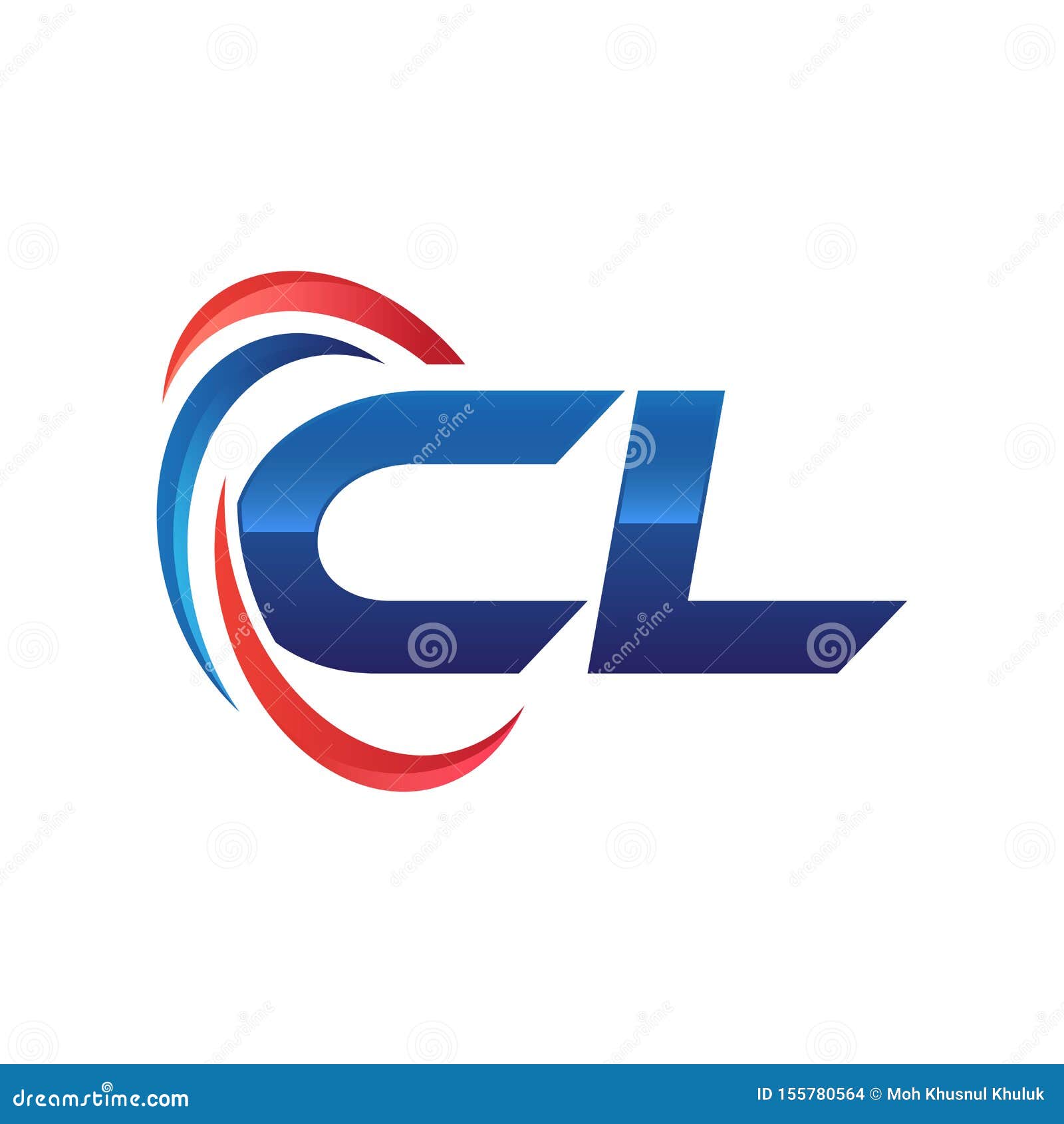 Logotipo Swoosh Del Cl De La Letra Inicial Rojo Y Azul Ilustración Del