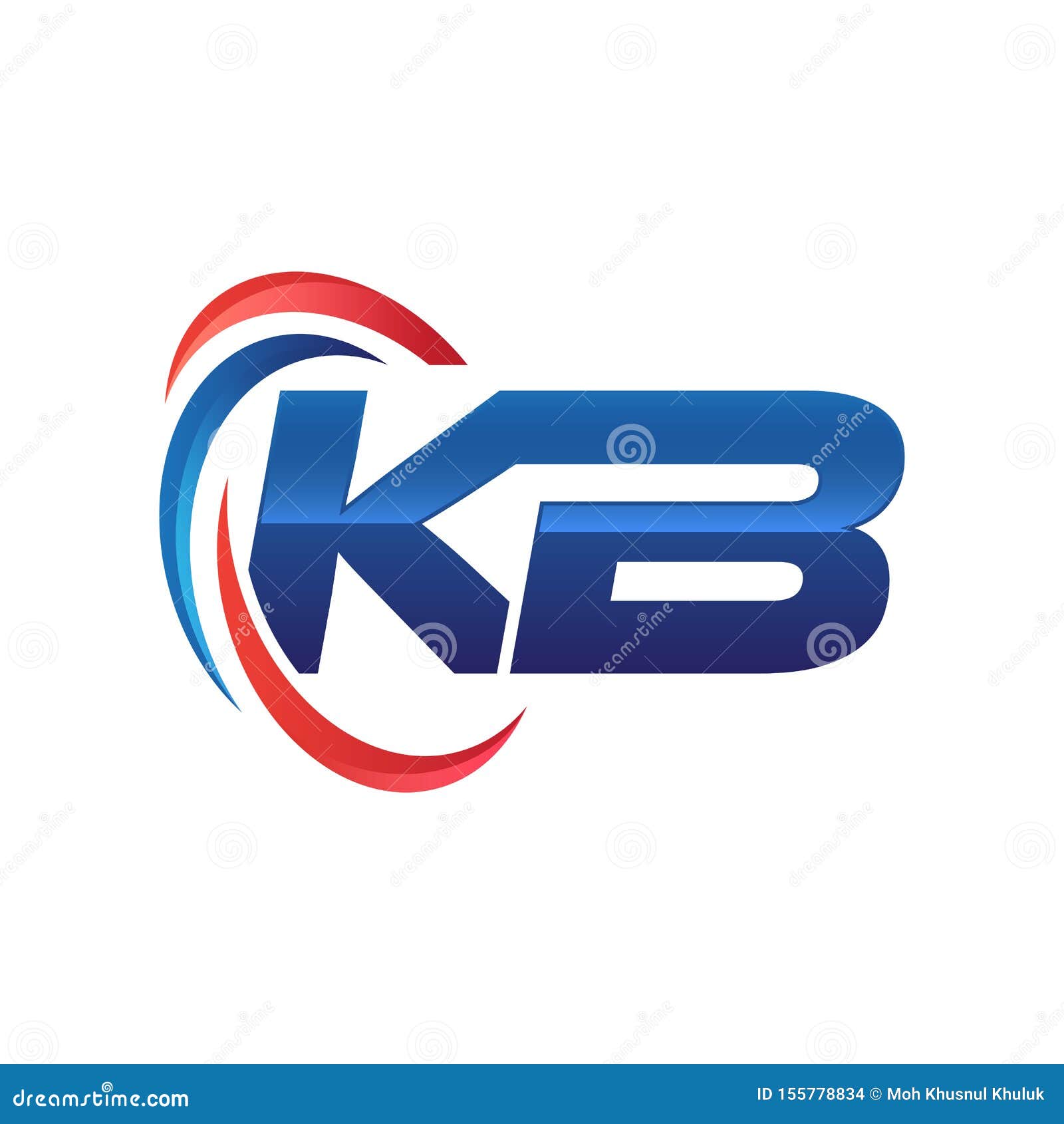Logotipo Swoosh Del Kb De La Letra Inicial Rojo Y Azul Ilustración Del