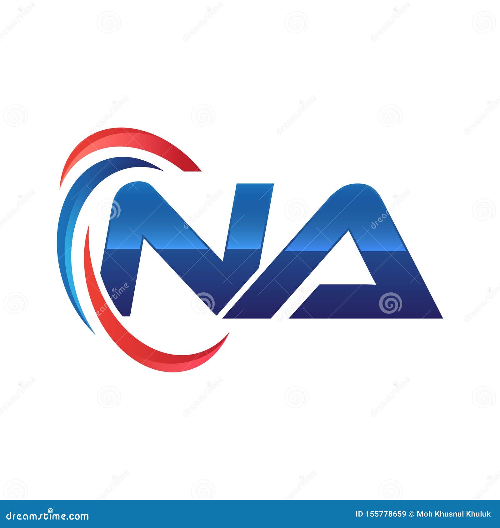 Logotipo Swoosh Del Na De La Letra Inicial Rojo Y Azul Ilustración Del