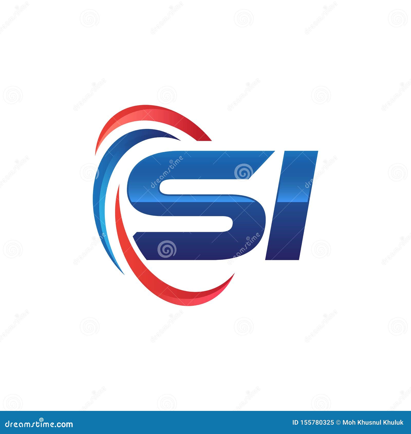 Logotipo Swoosh Del Si De La Letra Inicial Rojo Y Azul Ilustración Del
