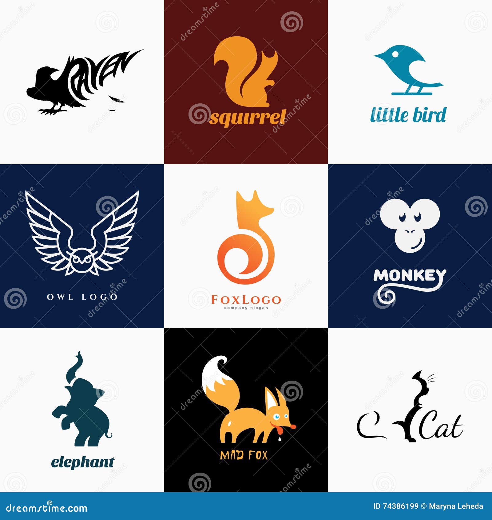 Logotipos animales ilustración del vector. Ilustración de forma - 74386199
