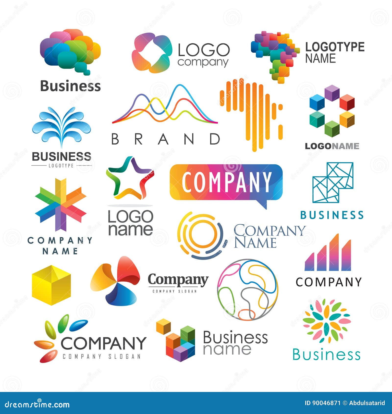 Logotipos coloridos ilustración del vector. Ilustración de insignias ...