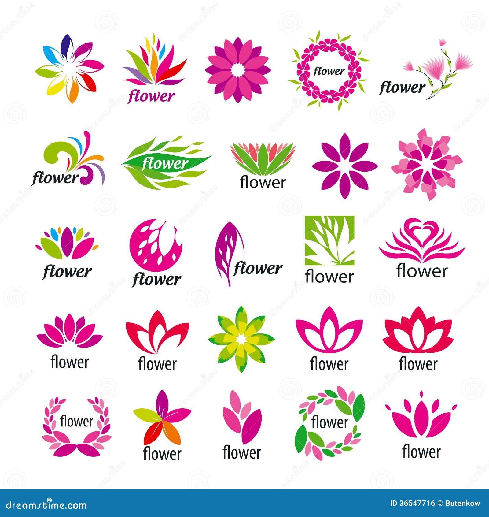 Logotipos Florales Multicolores Del Vector Ilustración del Vector ...