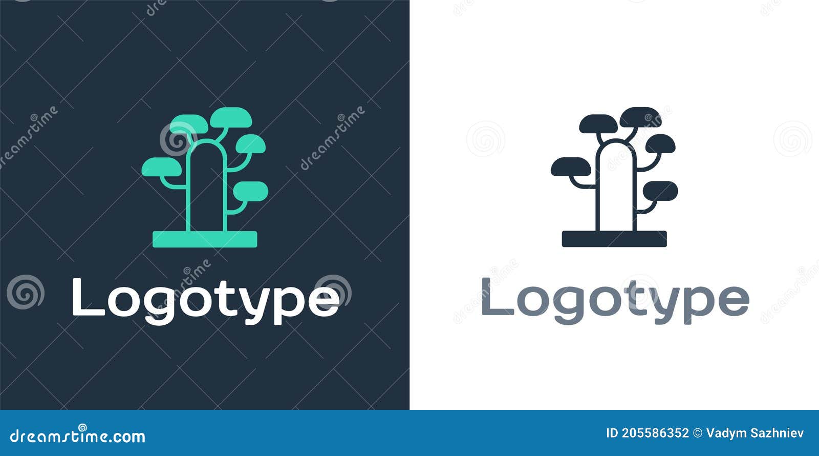 Logotype African Tree Icon Isolated on White Background. Baobab, Acacia ...