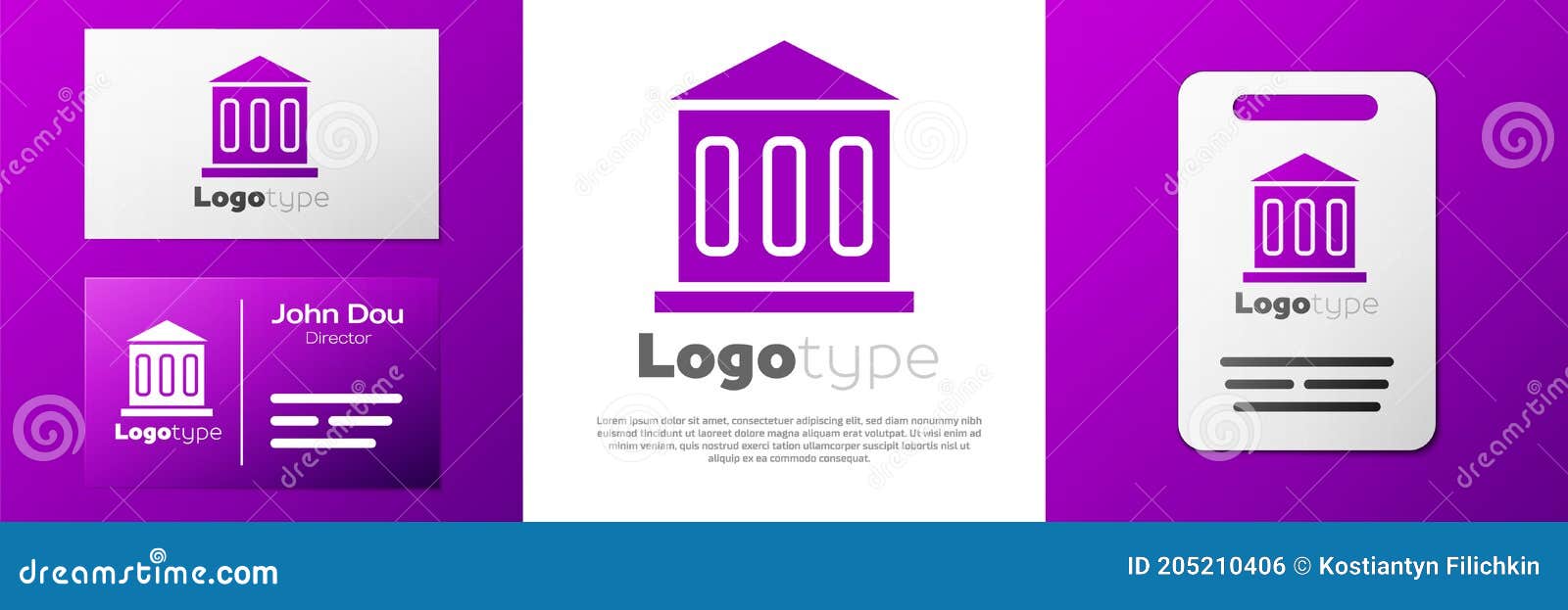 Logotype Bank Building Icon Isolated on White Background. Logo Design ...