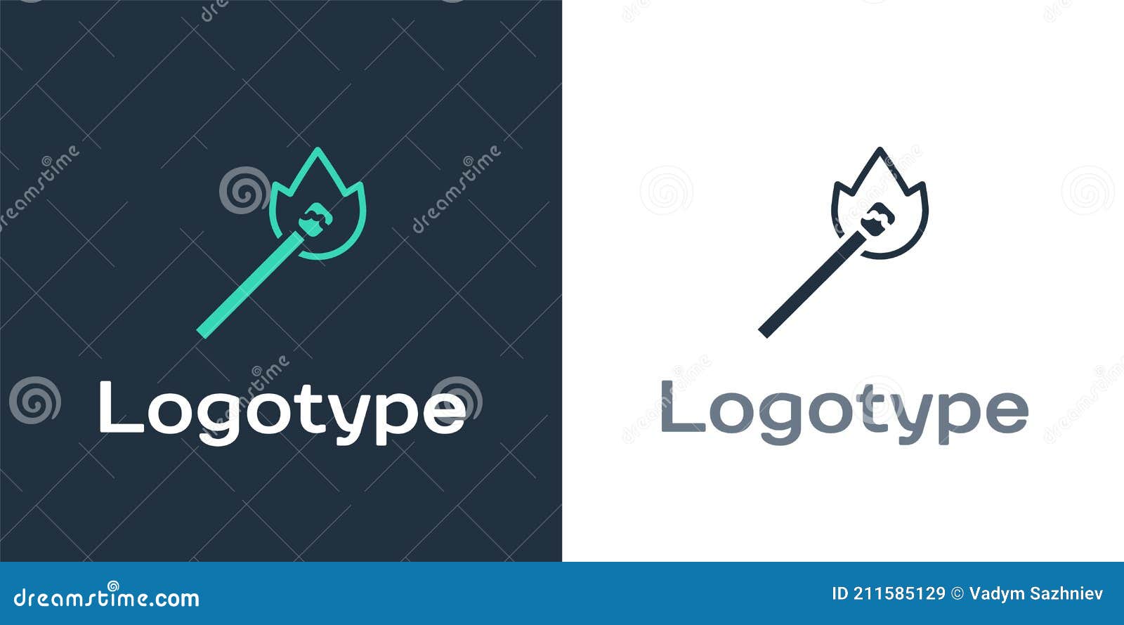 Logotype Burning Match With Fire Icon Isolated On White Background ...