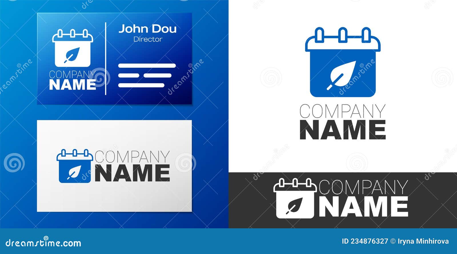 Logotype Calendar with Autumn Leaves Icon Isolated on White Background ...