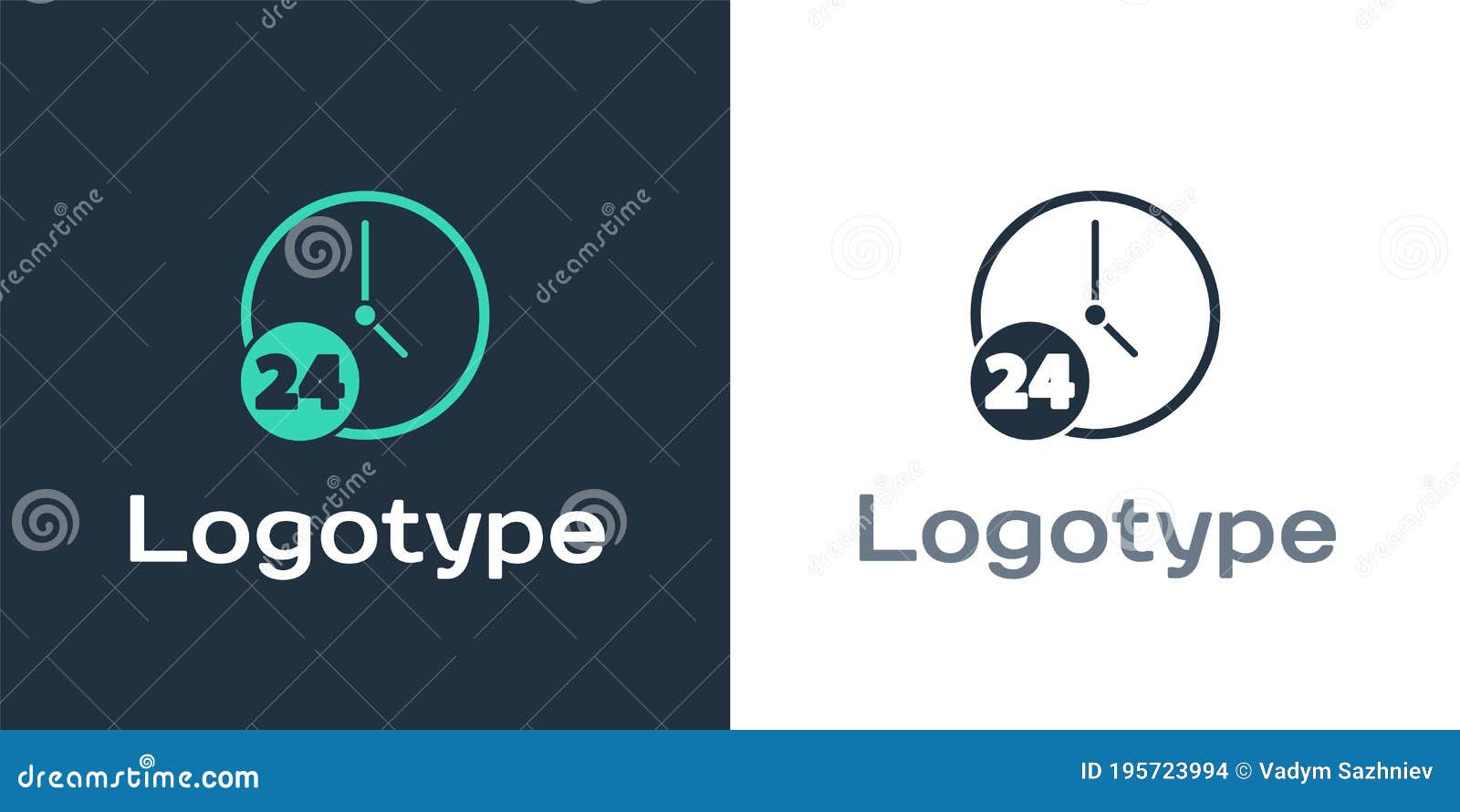 Logotype Clock 24 Hours Icon Isolated on White Background. All Day ...