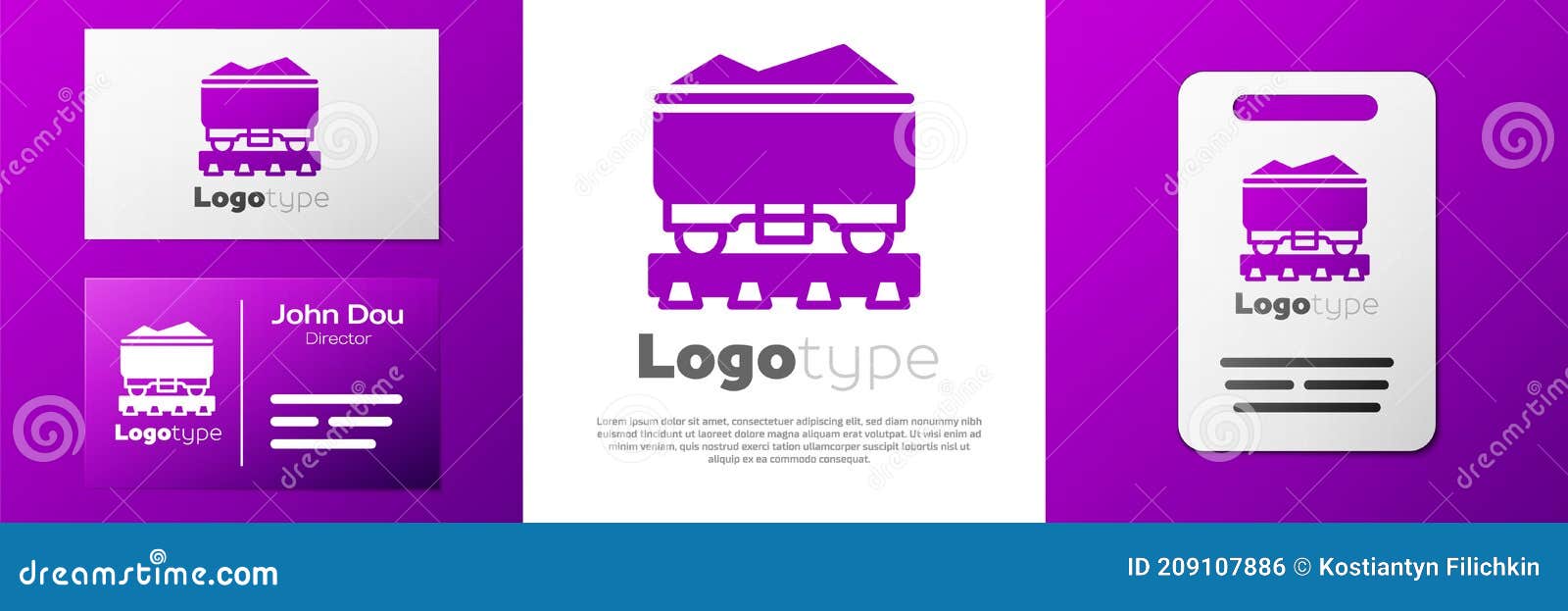 Logotype Coal Train Wagon Icon Isolated on White Background. Rail ...