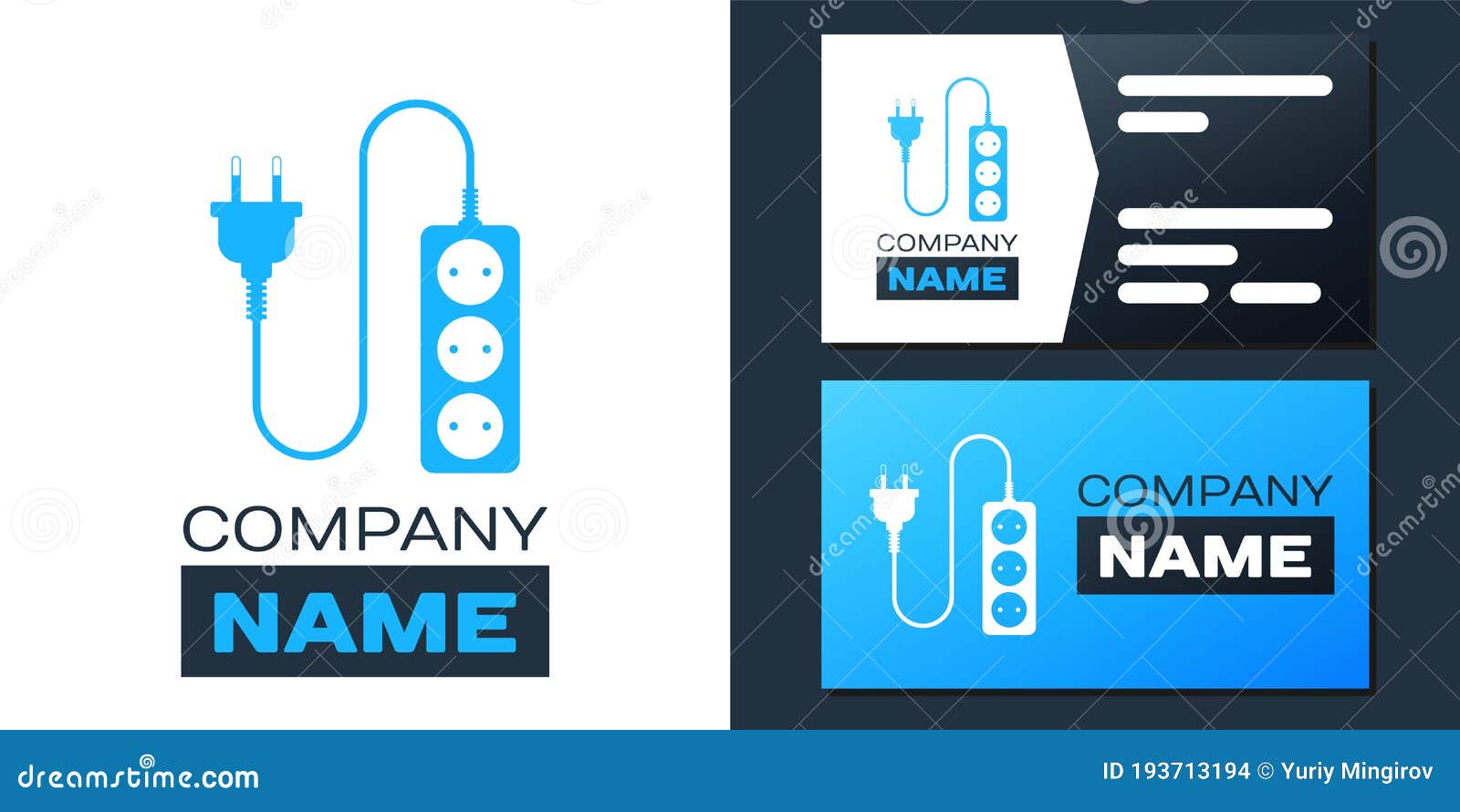 Logotype Electric Extension Cord Icon Isolated on White Background ...