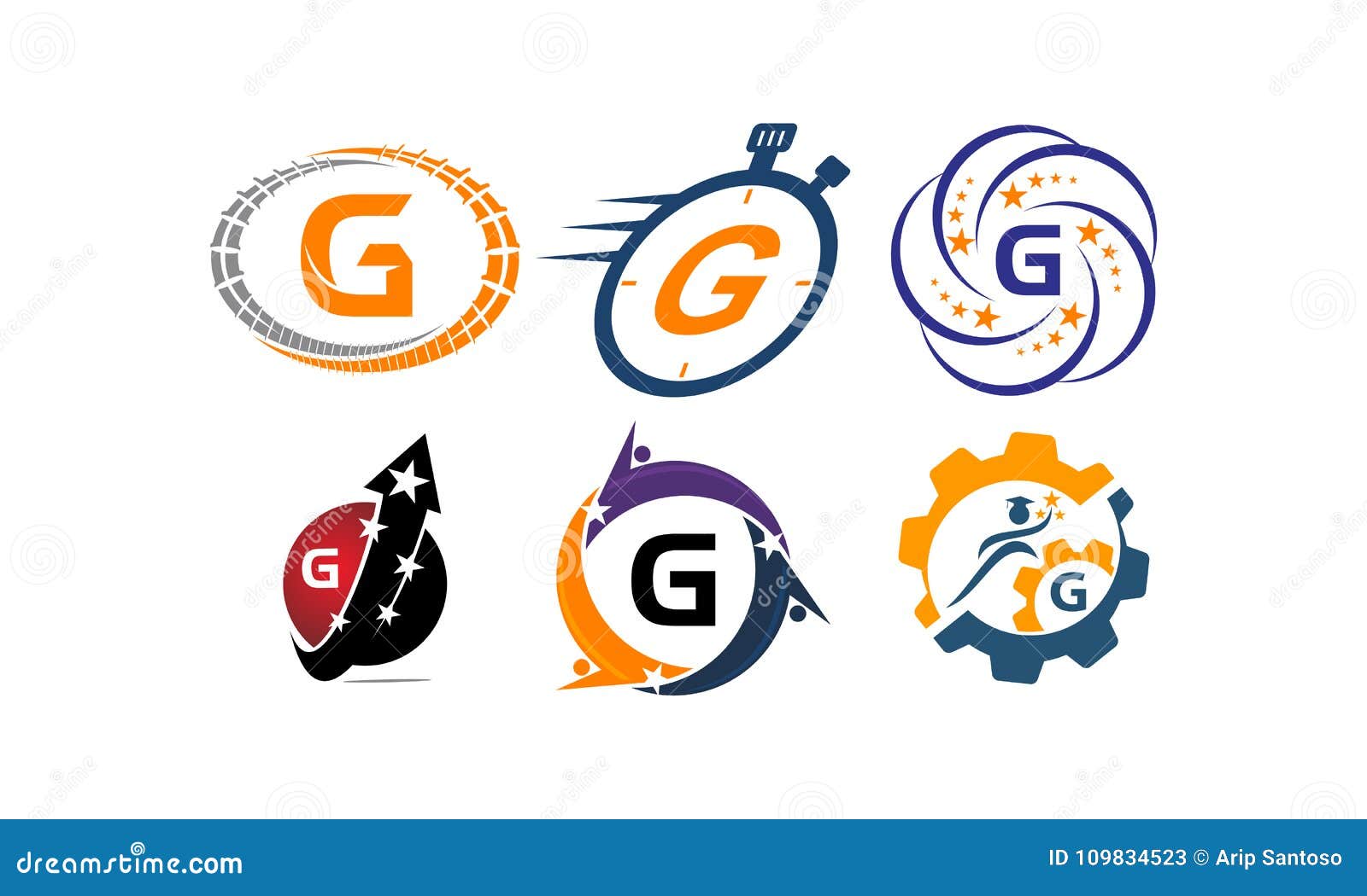 Logotype G Modern Template Set Stock Vector - Illustration of gear ...