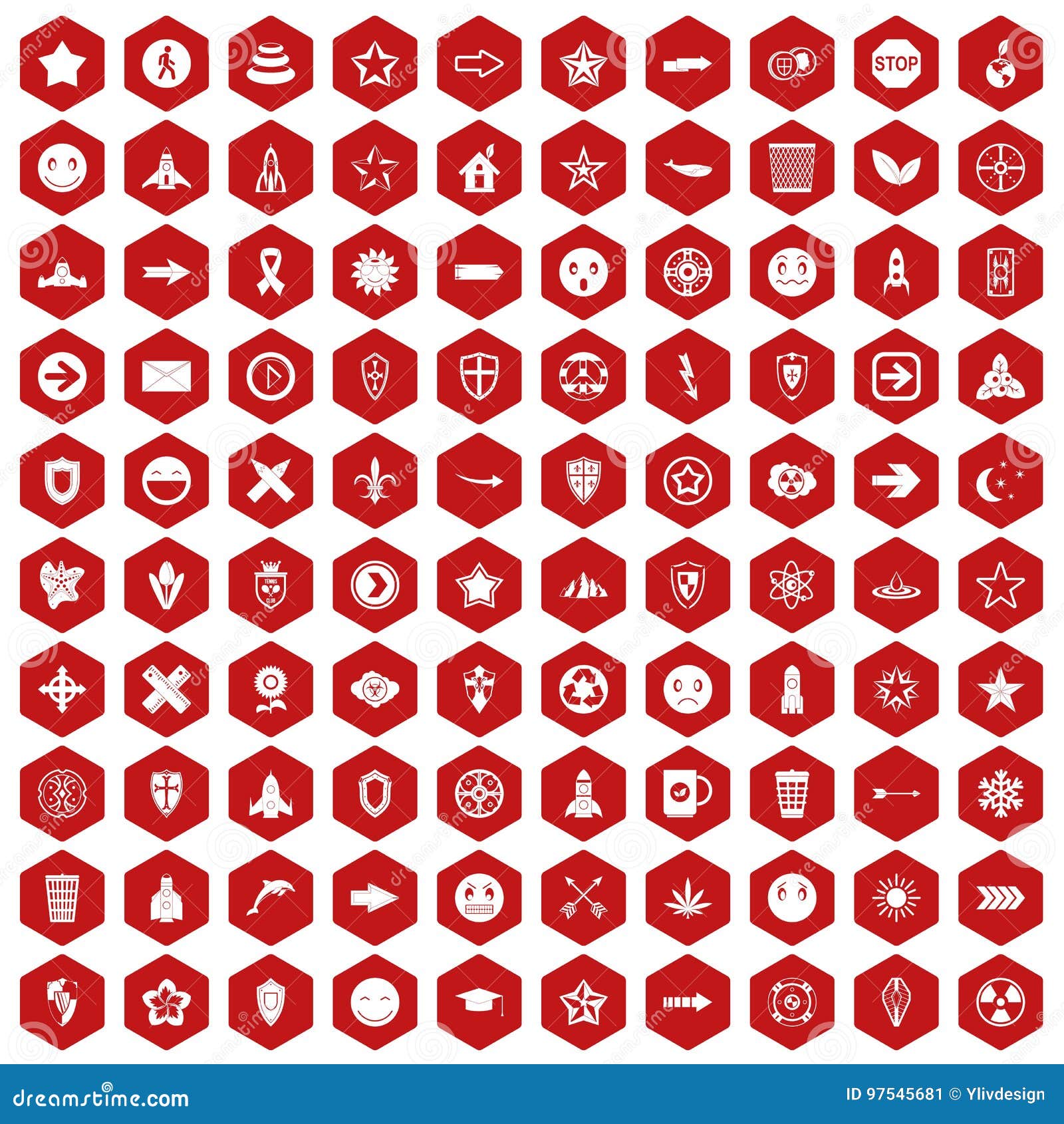 100 Logotype Icons Hexagon Red Stock Vector - Illustration of formula ...
