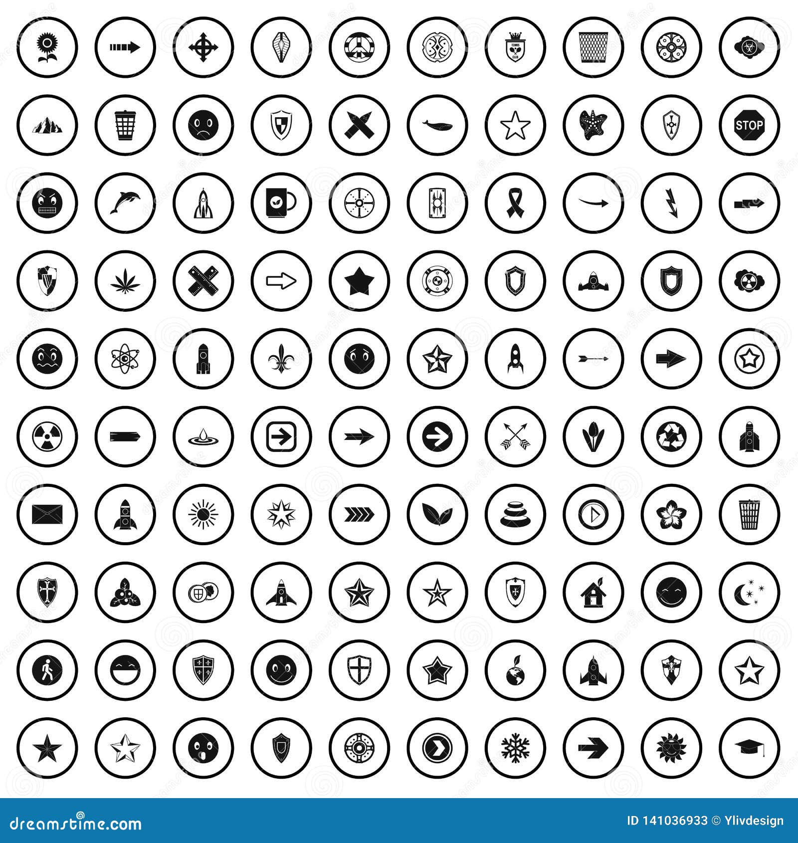 100 Logotype Icons Set, Simple Style Stock Vector - Illustration of ...