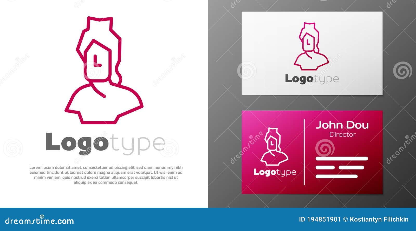 Logotype Line Ancient Bust Sculpture Icon Isolated On White Background ...