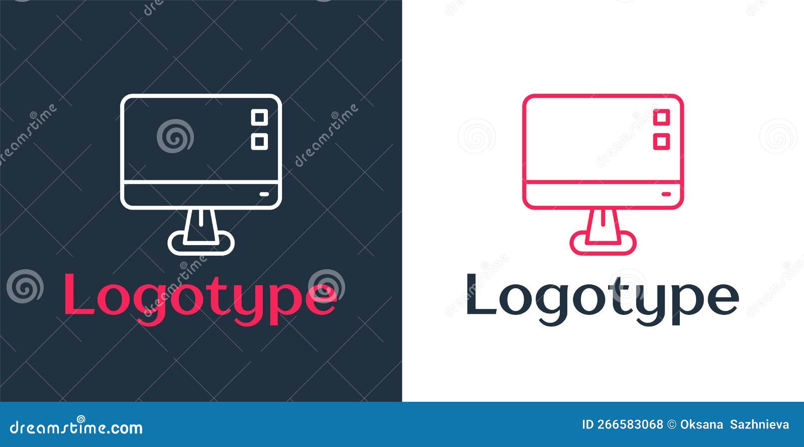 Logotype Line Computer Monitor Screen Icon Isolated on White Background ...