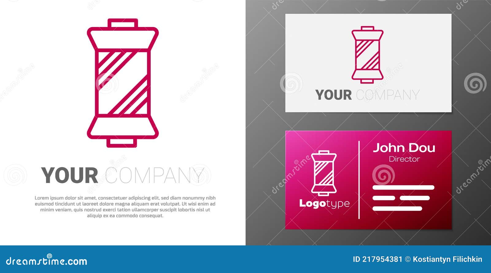 Logotype Line Sewing Thread on Spool Icon Isolated on White Background ...