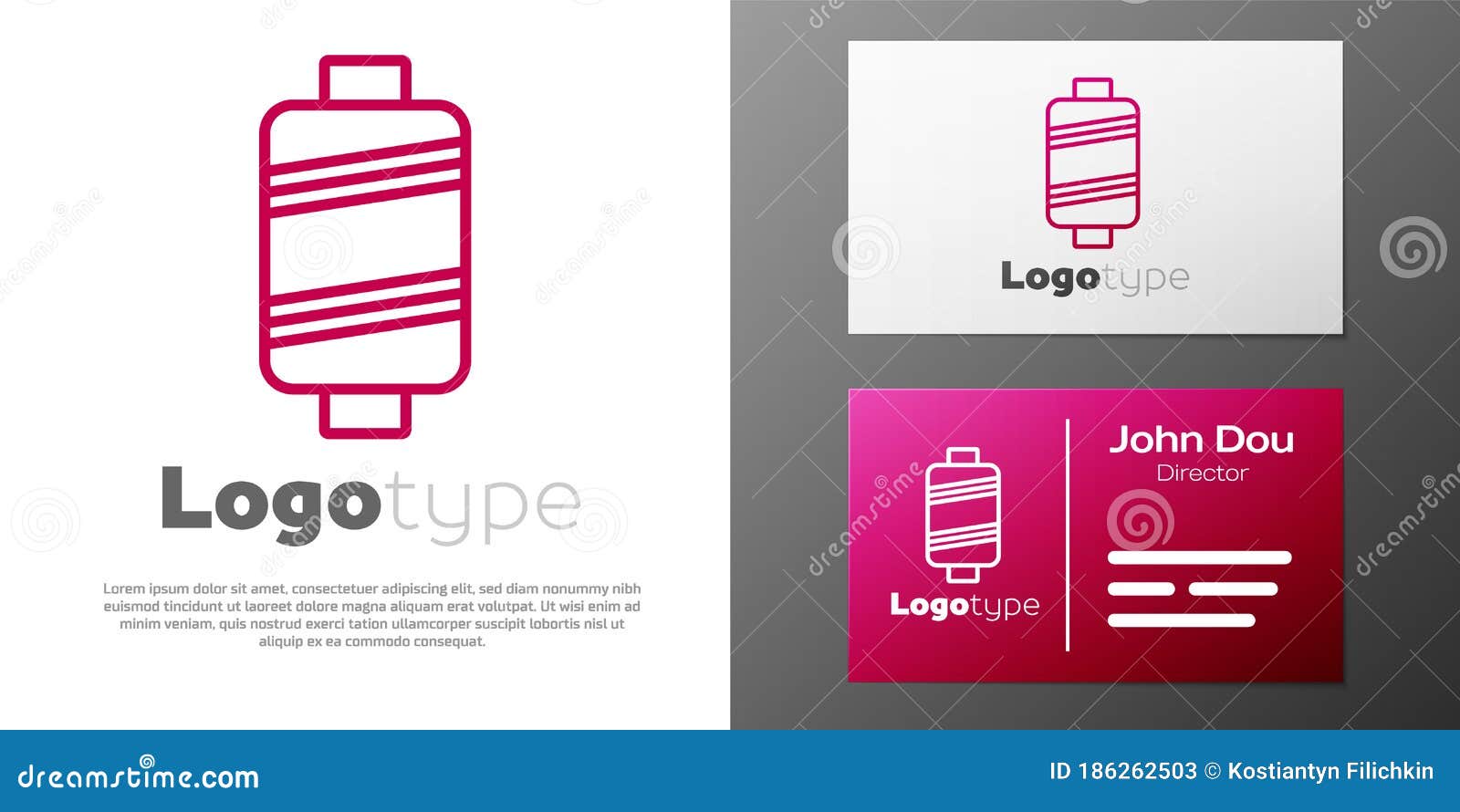 Logotype Line Sewing Thread on Spool Icon Isolated on White Background ...