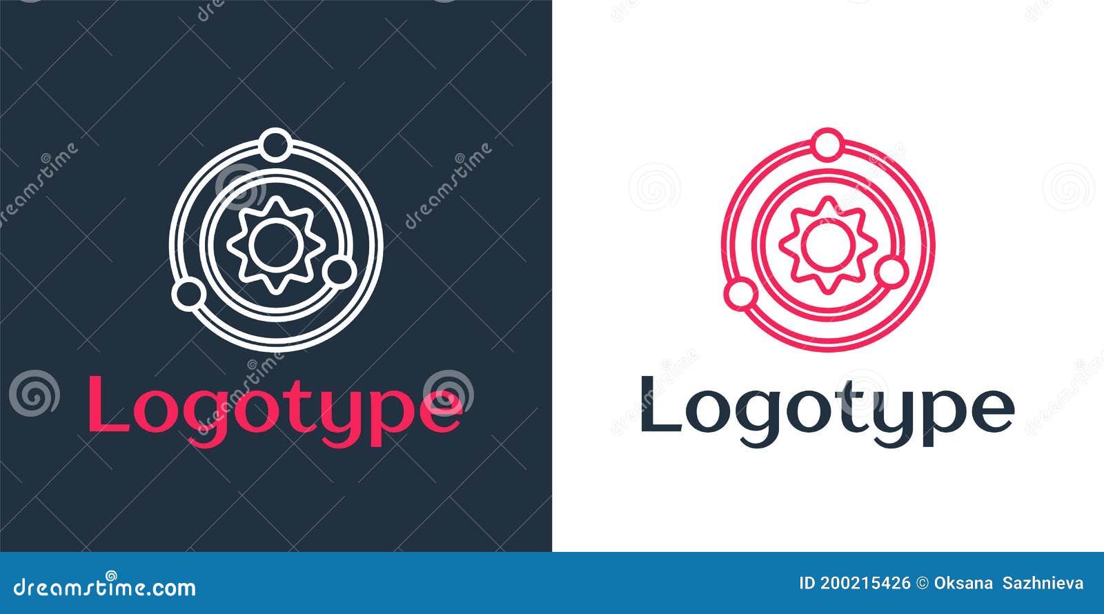 Logotype Line Solar System Icon Isolated on White Background. the ...