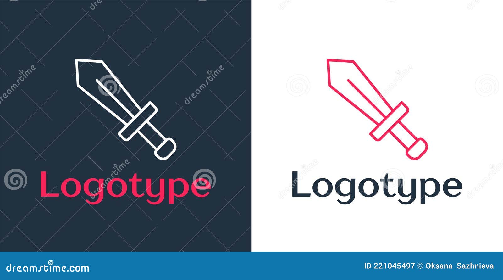 Logotype Line Sword for Game Icon Isolated on White Background. Logo ...