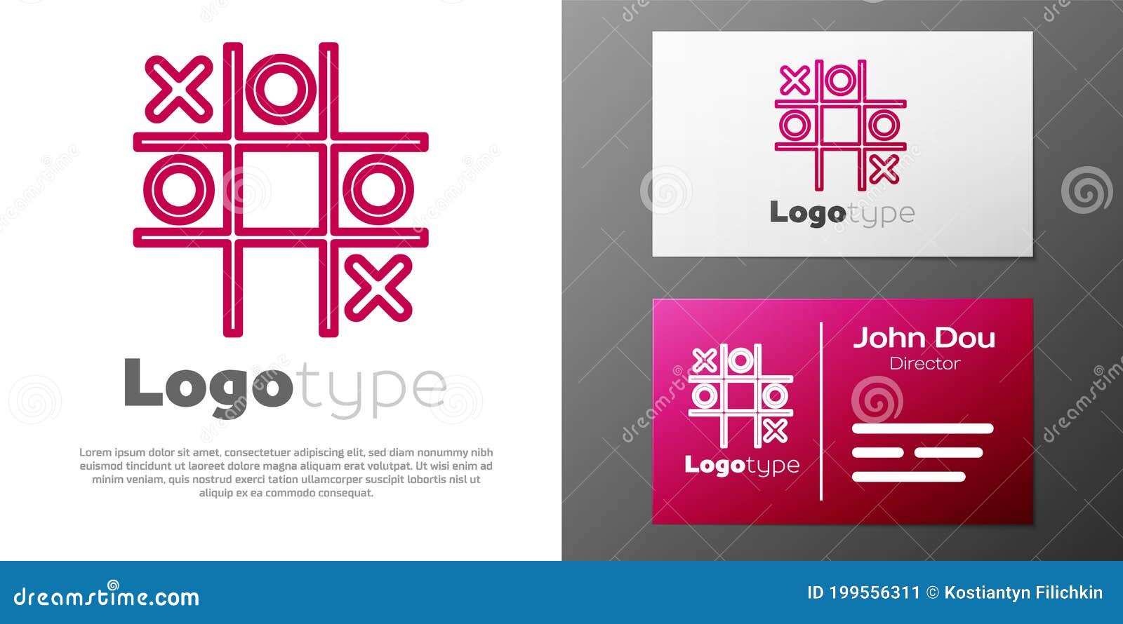 Logotype Line Tic Tac Toe Game Icon Isolated on White Background. Logo ...