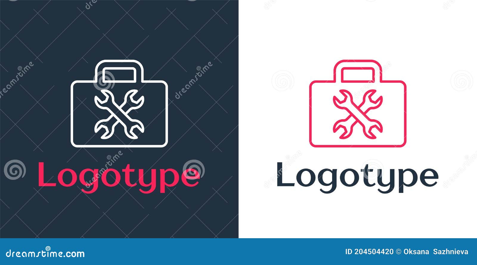 Logotype Line Toolbox Icon Isolated on White Background. Tool Box Sign ...