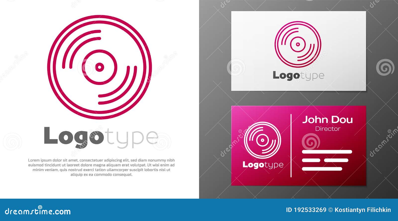 Logotype Line Vinyl Disk Icon Isolated on White Background. Logo Design ...