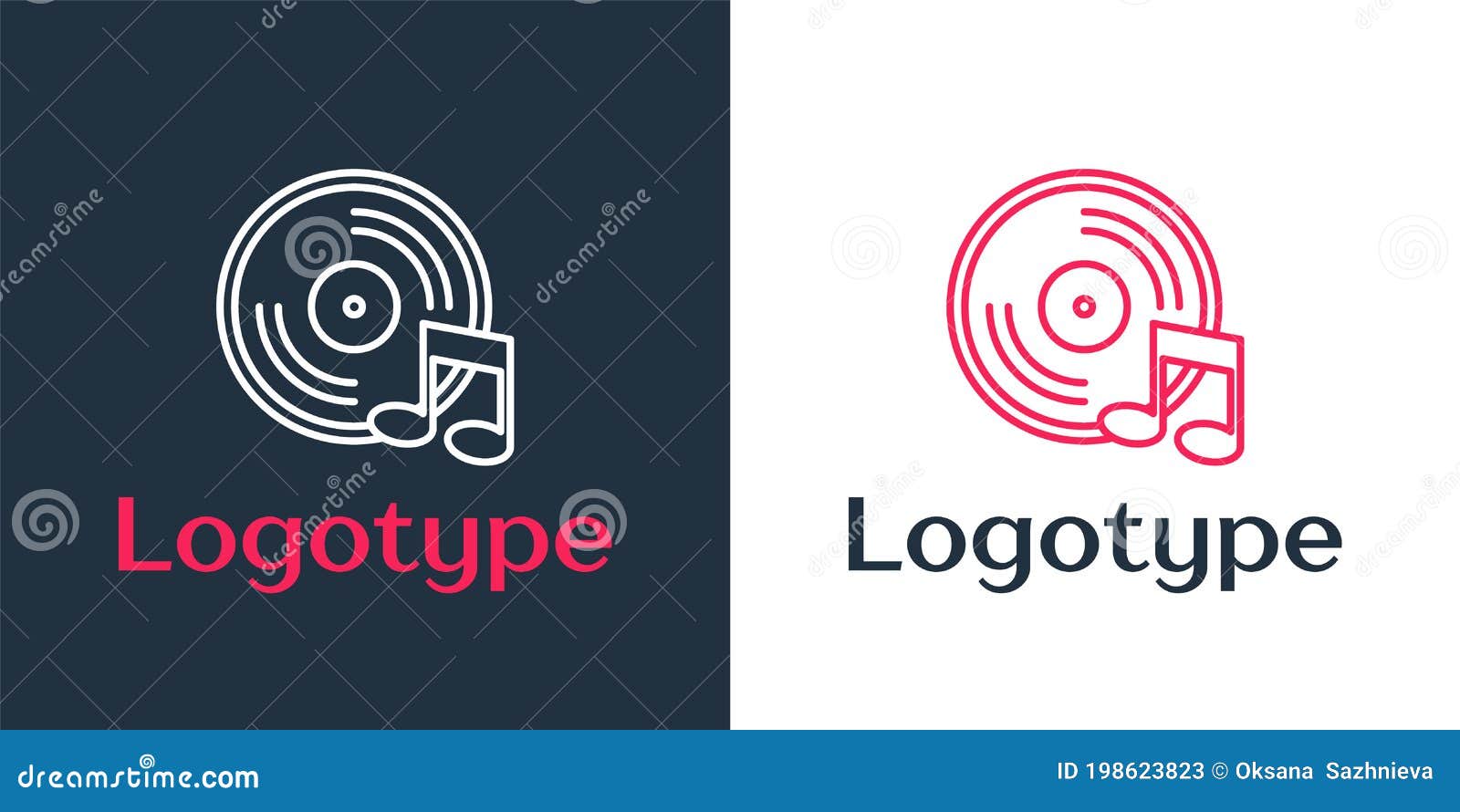Logotype Line Vinyl Disk Icon Isolated on White Background. Logo Design ...