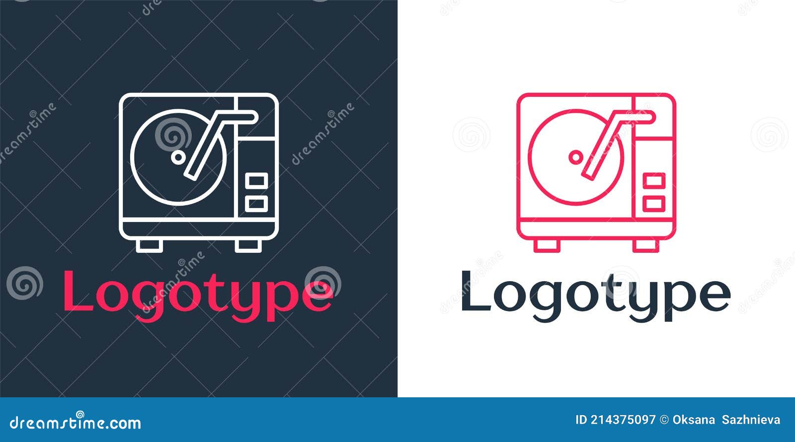 Logotype Line Vinyl Player with a Vinyl Disk Icon Isolated on White ...