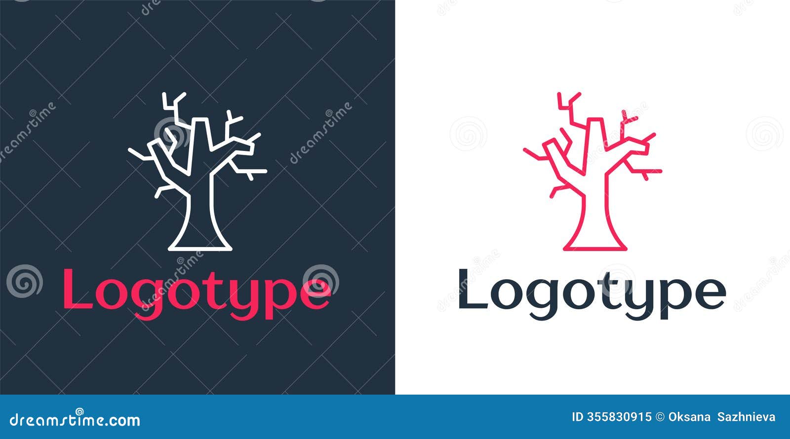 Logotype Line Withered Tree Icon Isolated on White Background. Bare ...