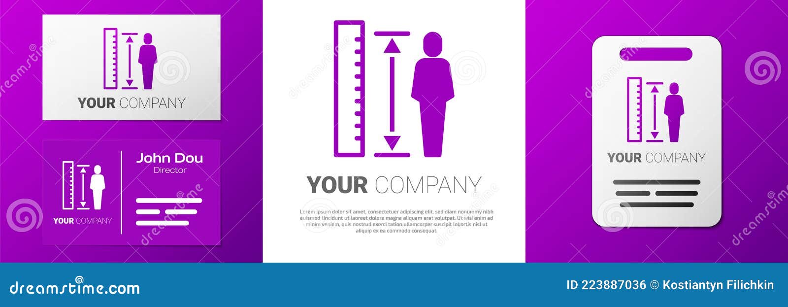 Logotype Measuring Height Body Icon Isolated on White Background. Logo ...