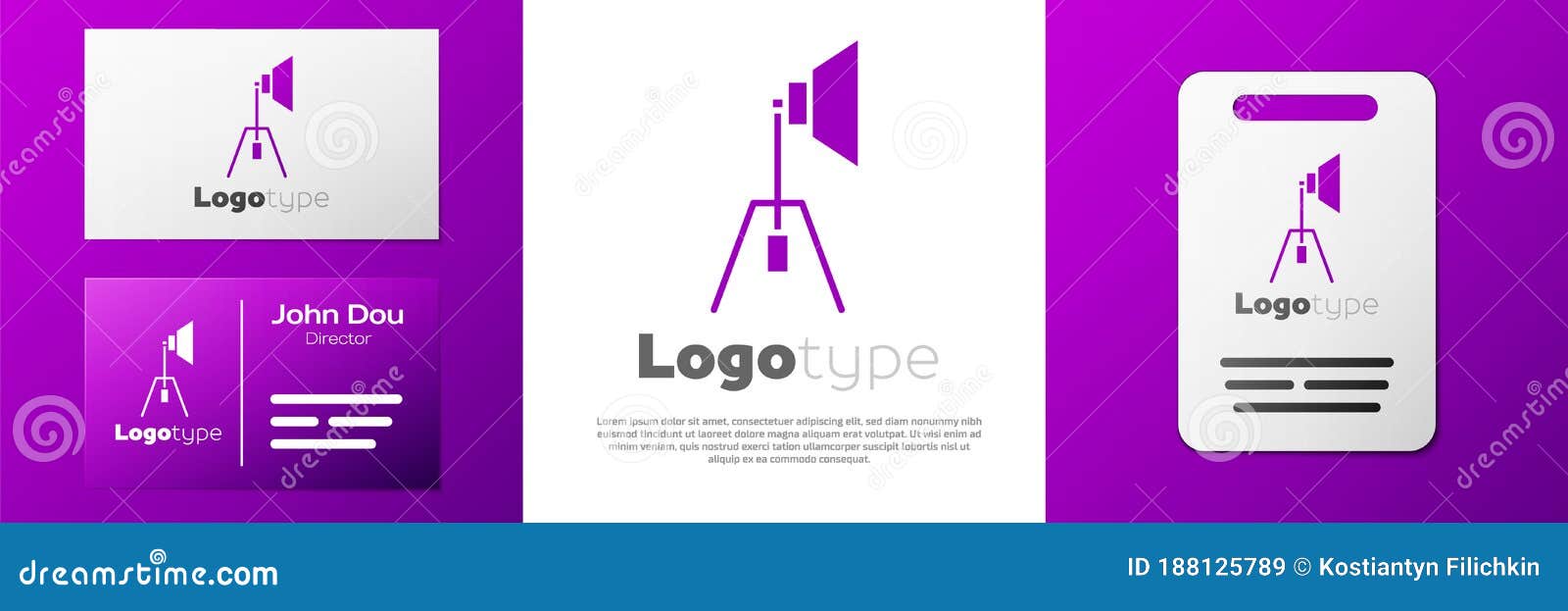 Logotype Movie Spotlight Icon Isolated on White Background. Light ...