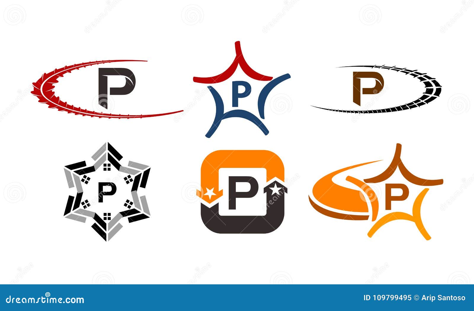 Logotype P Modern Template Set Stock Vector - Illustration of brand ...