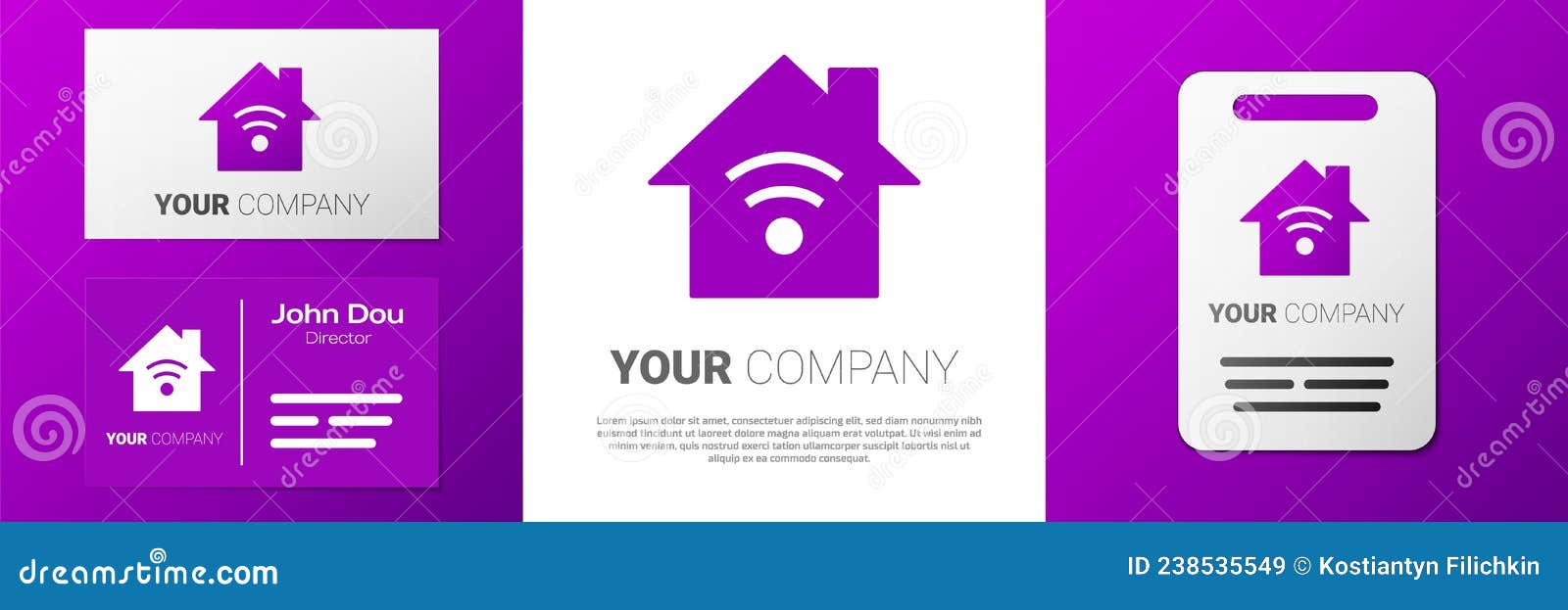 Logotype Smart Home with Wi-fi Icon Isolated on White Background ...