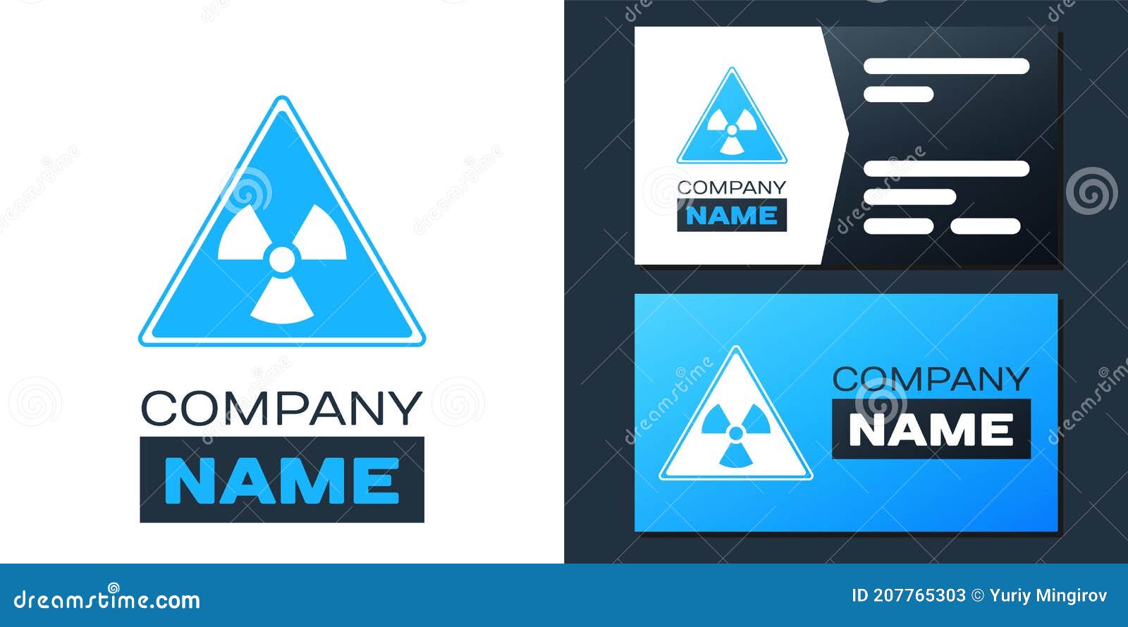 Logotype Triangle Sign with Radiation Symbol Icon Isolated on White ...